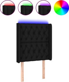 Čelo postele s LED černé 83 x 16 x 118/128 cm textil 3124360