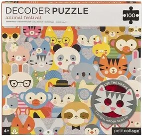 Petit Collage Puzzle zvířátka 100 ks s 3D brýlemi / 100 dílků / od 4 l