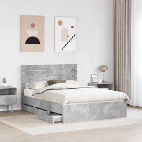 Rám postele s čelo Betonově šedá 160 x 200 cm Inženýrské dřevo 3411491