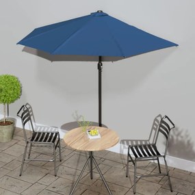 Slunečník na balkon hliníková tyč modrý 270x144x222 cm půlkruh 312501