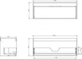 Mexen Box-A, závěsná skříňka 120 cm, 1 zásuvka, bílá lesklá, 91AX0-1200-470-1-00