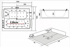 BPS-koupelny Hydromasážní vana HYD-DI666 180x150 s ohřevem vody