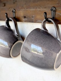 Hnědá antik dřevěná nástěnná polička s přihrádkami a háčky Plate Rack - 80*20*55 cm