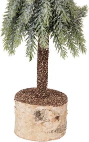 Vánoční dekorace jehličnatý stromek na dřevě - Ø 13*50 cm