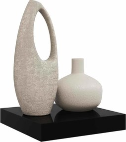 Plovoucí nástěnná police černá vysoký lesk 23x23,5x3,8 cm MDF 323760