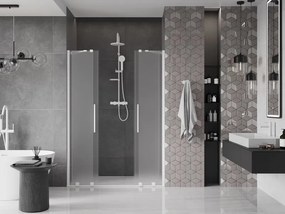 Mexen Velar Duo, posuvné sprchové dveře do otvoru 160 cm, 8mm sklo námraza, bílá matná, 871-160-000-32-20