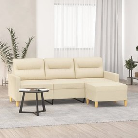 3místná pohovka s podnožkou krémová 180 cm textil 3201075