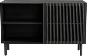Černá skříňka v dekoru jasanu s posuvnými dveřmi 124x80x45 cm Sion – Jotex