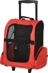 PawHut Pet Carrier Kart 2 v 1 Batoh 42x25x55 cm pro domácí mazlíčky Psy Kočky Červená | Aosom