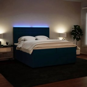 Box spring postel s matrací modrá 200 x 200 cm samet 3294746