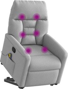 Zvedací masážní polohovací křeslo obláčkově šedé textil 3303051