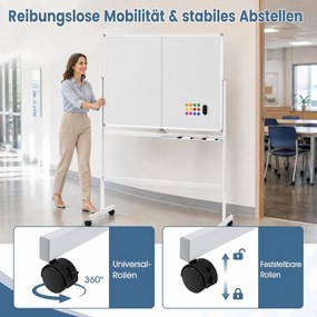Costway Oboustranná magnetická tabule 120 × 90 cm na stojanu, černá