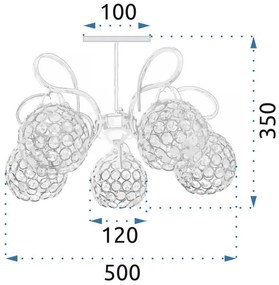Toolight - Křišťálová stropní svítilna 5xE27 60W 300750, chromová, OSW-05688