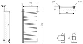 Sapho - Koupelnový radiátor ZIG 406W/230V 50x110 cm antracit