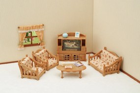 Doplňky k figurkám sylvanian families set - obývací pokoj