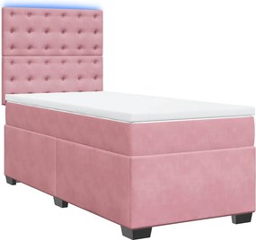 Box spring postel s matrací růžová 80 x 200 cm samet 3293079