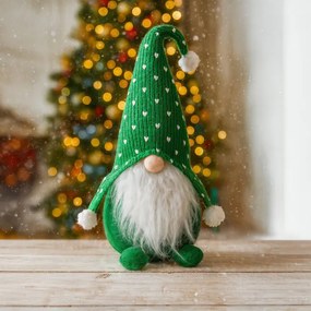 Vánoční dekorace skřítek zelená 33 cm