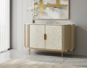 Komoda Stilig 150 cm slonovinová/zlatá