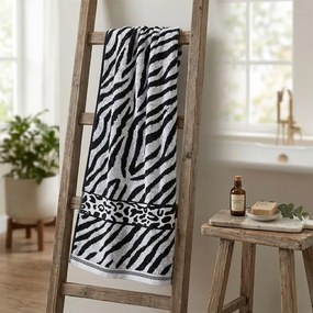 Sada 2 ks žakárových osušek ZEBRA šedá 70 x 140 cm