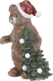 Vánoční figurka medvěda se stromkem a LED osvětlením (2 ks)