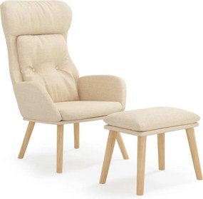 Relaxační křeslo s podnožkou krémové textil 3097752