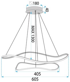 Toolight Toolight, závěsná lampa 80cm, 61W, 3000K, LHJ017-CP2, zlatá, OSW-50007