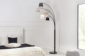 Noble Home Stojací lampa LEVERO, 200 cm, černá, šedá, bílá