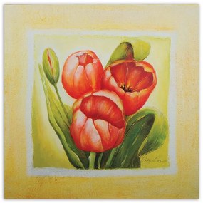 Obraz na plátně Červené tulipány Květiny - 50x50 cm