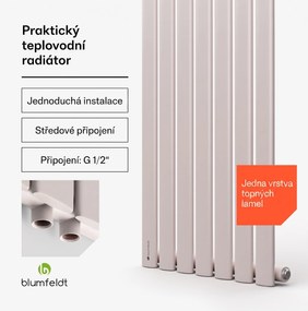 Blumfeldt Tallheo, 41 x 180, radiátor, koupelnový radiátor, trubkový radiátor, 691 W, teplá voda, 1/2