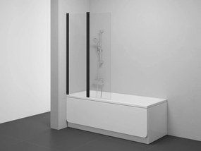 Ravak Chrome - Vanová zástěna CVS2-100 L, dvoudílná, 100x150 cm, černá/čiré sklo 7QLA0300Z1