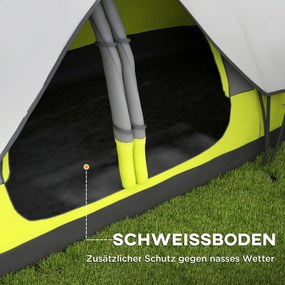 Campingzelt, 2 Räume, Trennwand, für 6-8 Personen, Regenschutz, Dunkelgrün
