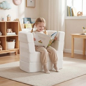 Costway 3-in-1 dětská rozkládací pohovka skládací postýlka s měkkou houbovou