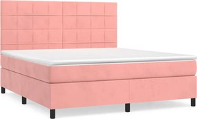 Box spring postel s matrací růžová 180x200 cm samet 3143042