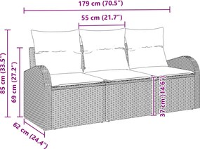 Sada zahradních pohovek Hnědá polyratan 3345904