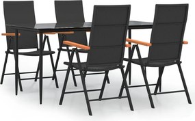 5dílný zahradní jídelní set černý a hnědý polyratan 3156524