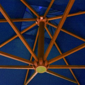 Závěsný slunečník s dřevěnou tyčí Ø 300 cm Dekorhome Modrá