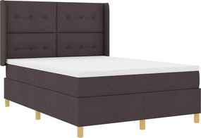 Postel s boxspringem s čelo Tmavě hnědá 140 x 200 cm textil 3341836