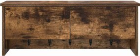 věšák, nástěnný, s dvířky, háčky, kompozitní dřevo, 30x80x20 cm, kouřový dub, Dekorino TK20260024