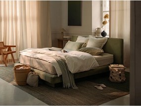 Světle hnědá čalouněná dvoulůžková postel 200x200 cm Linea – Micadoni