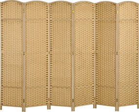 HOMCOM 6 Panelů 240 x 170 cm Bambusový Paravan Skládací Zábrana pro Ochranu Soukromí do Obývacího Pokoje Přirodní | Aosom