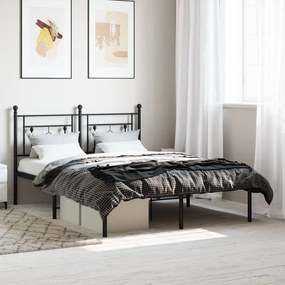 Kovový rám postele s čelem černý 135 x 190 cm