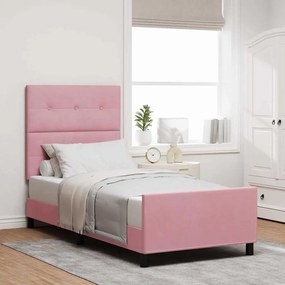 Postel s boxspringem s čelo Růžová 80 x 200 cm samet 3344908