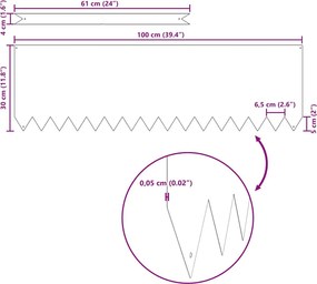 Okraj trávníku 30 ks 100 x 0,05 x 30 cm Studeně válcovaná ocel 3335781