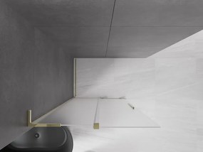 Mexen Velar L, posuvná sprchová zástěna Walk-in 110 x 200 cm, 8mm sklo námraza, zlatá lesklá, 871-110-003-33-50
