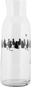 Skleněná karafa s kočkami a srdíčkem Dog&Cat - Ø 9*25 cm / 1000 ml