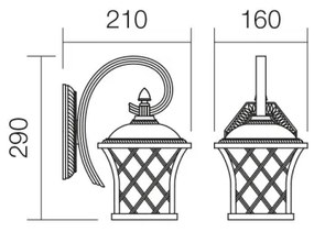 Redo 9951 - Venkovní nástěnná lampa BREMEN 1xE27/42W/230V IP23 zlatá/patina