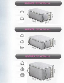 eCarla Textilní box pro uskladnění ložního prádla a oblečení, šedý COCK 52 x 44 x 30 cm
