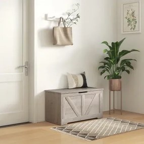 HOMCOM úložný truhla do ložnice 100 L, sedací truhla s víkem, bezpečnostní panty, 80x40x45 cm, šedá