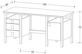 Gazel HENRY II. NEW psací stůl přírodní