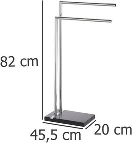 Koupelnový stojanový věšák na ručníky NOBLE BLACK, 2-ramenný, chromovaná ocel,WENKO